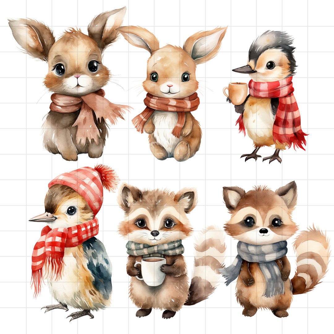 Cute Watercolor Autumn Animals Clipart Woodland Animal Clipart Fall ...