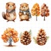 Cute Watercolor Autumn Animals Clipart Woodland Animal Clipart Fall ...