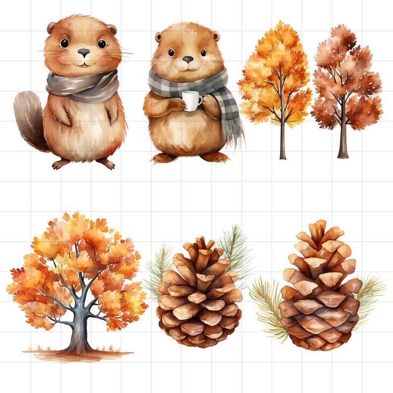 Cute Watercolor Autumn Animals Clipart Woodland Animal Clipart Fall ...