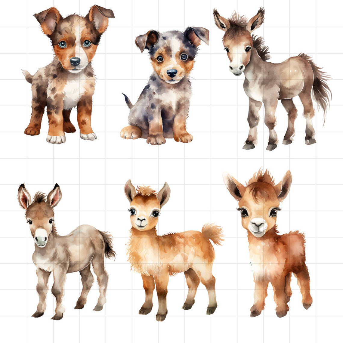 Cute Farm Clipart Farm Animals Watercolor Digital Clipart Nursery Decor ...