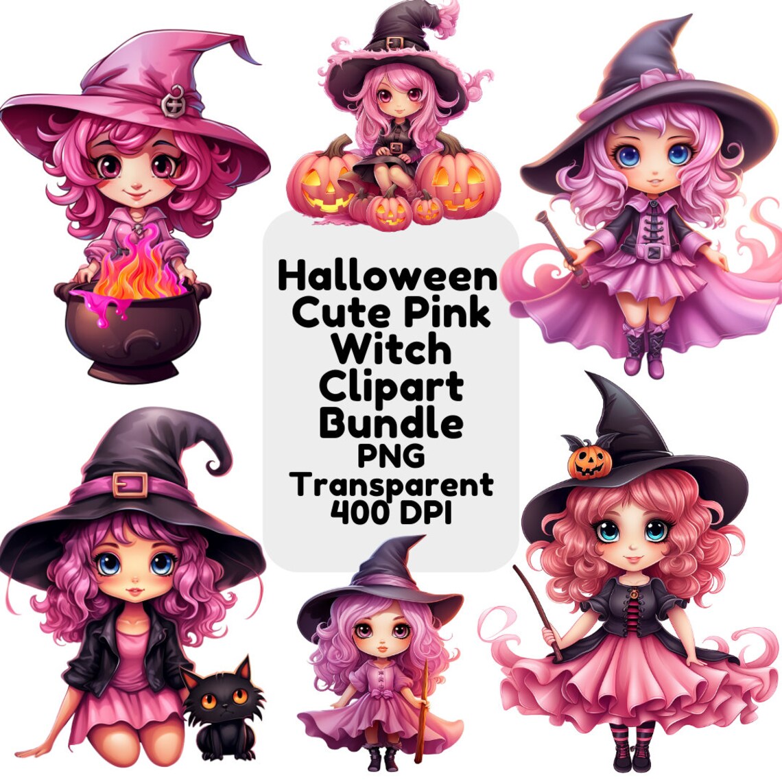 Halloween Clipart Pink Pumpkins Halloween Flower Spooky Clipart Witches ...