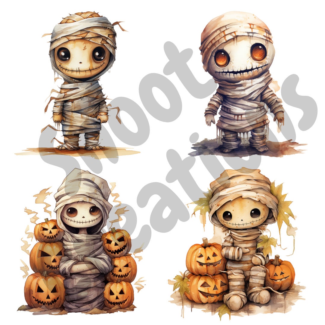 Enchanting Watercolor Halloween Mummy Clipart Spooky Playful ...