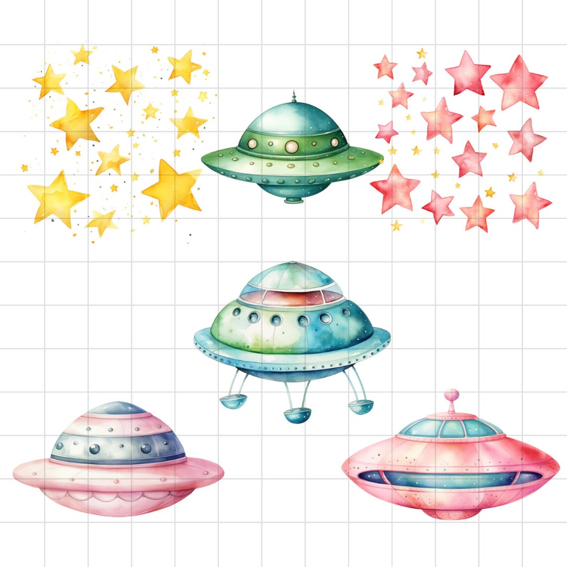 Cute Watercolor Space Clipart Nursery Decor Adorable Astronaut - Etsy