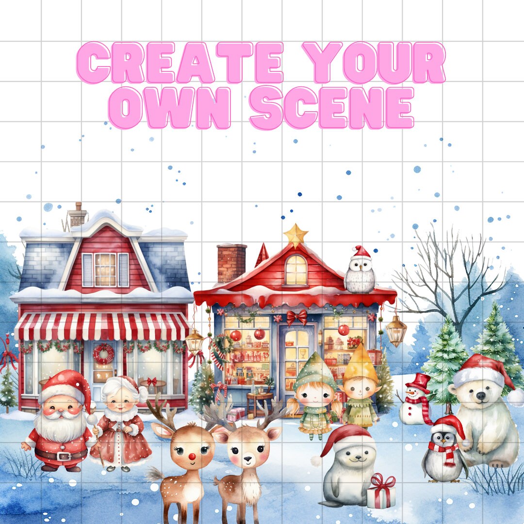 Cute Watercolor North Pole Clipart Bundle Christmas Decor Holiday ...