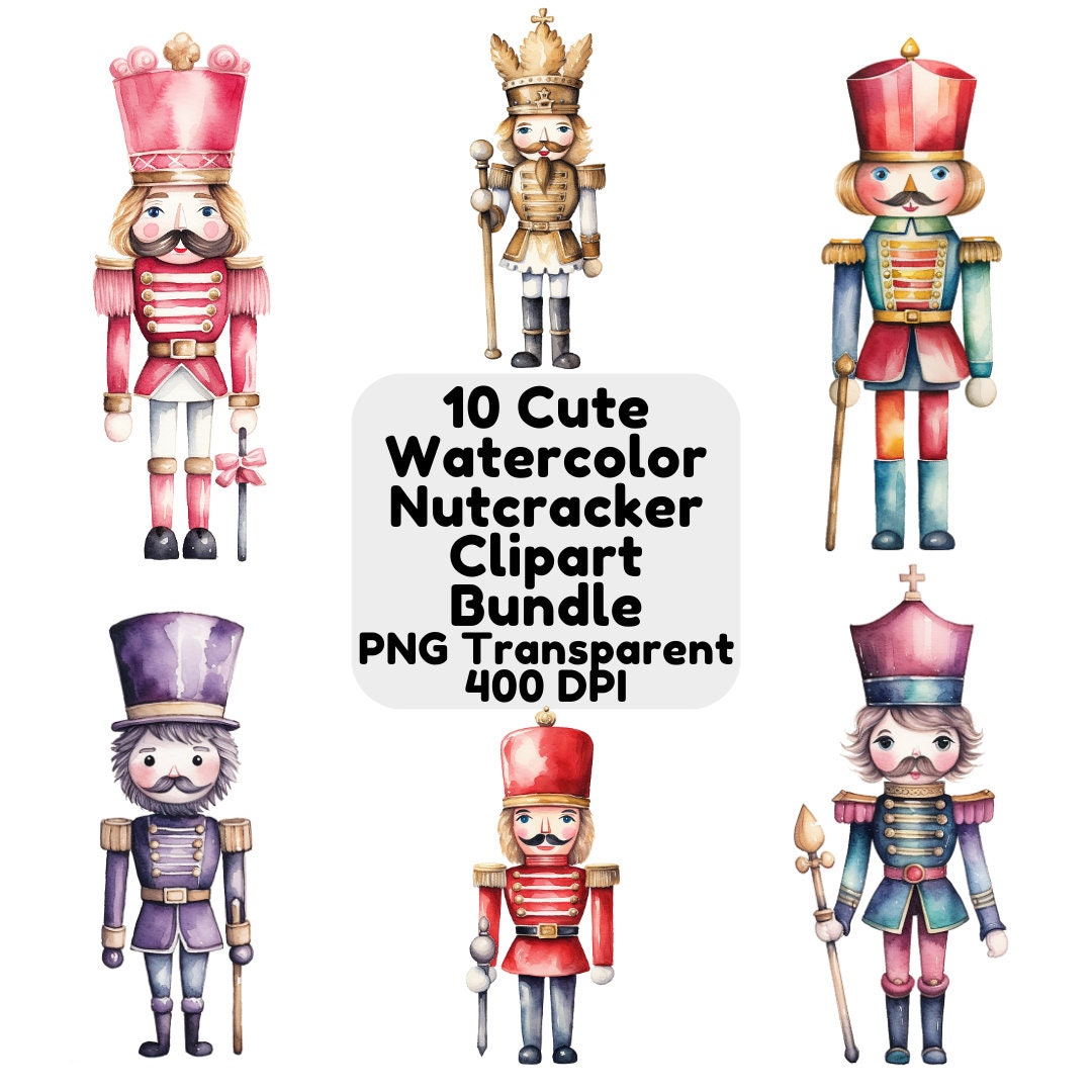 Cute Watercolor Nutcracker Clipart Colorful PNG Transparent Christmas ...