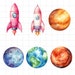 Cute Watercolor Space Clipart Nursery Decor Adorable Astronaut Clipart ...