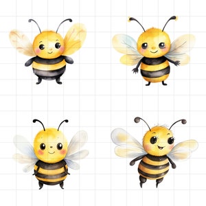 Cute Watercolor Bees Bears Honey Clipart Nursery Decor Honey Bee Png ...