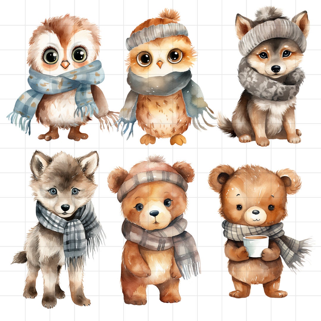 Cute Watercolor Autumn Animals Clipart Woodland Animal Clipart Fall ...