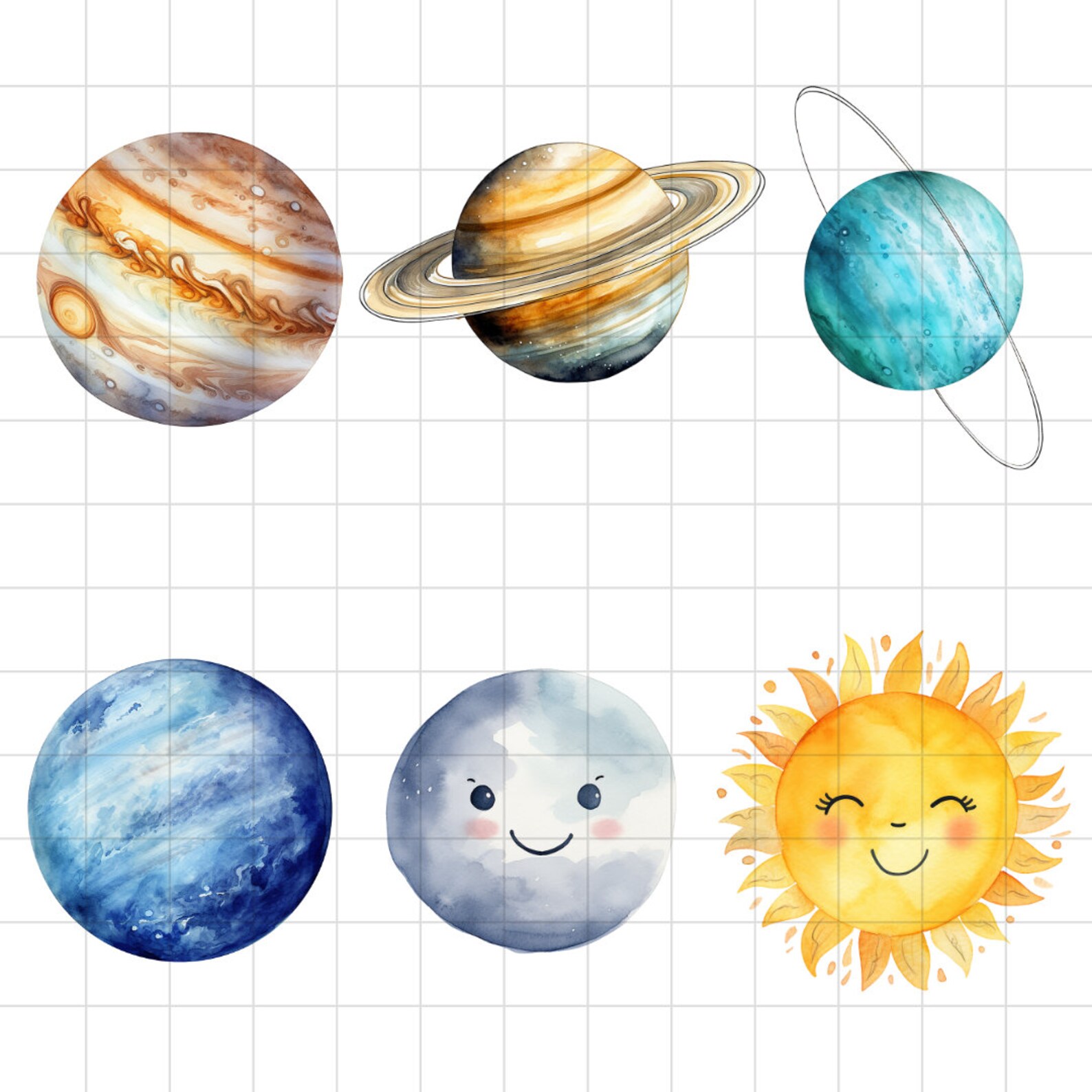 Cute Watercolor Space Clipart Nursery Decor Adorable Astronaut - Etsy