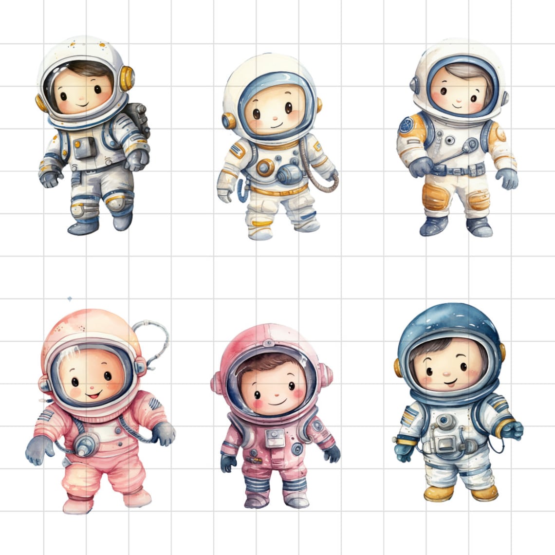 Cute Watercolor Space Clipart Nursery Decor Adorable Astronaut - Etsy