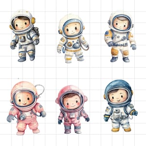 Cute Watercolor Space Clipart Nursery Decor Adorable Astronaut Clipart ...