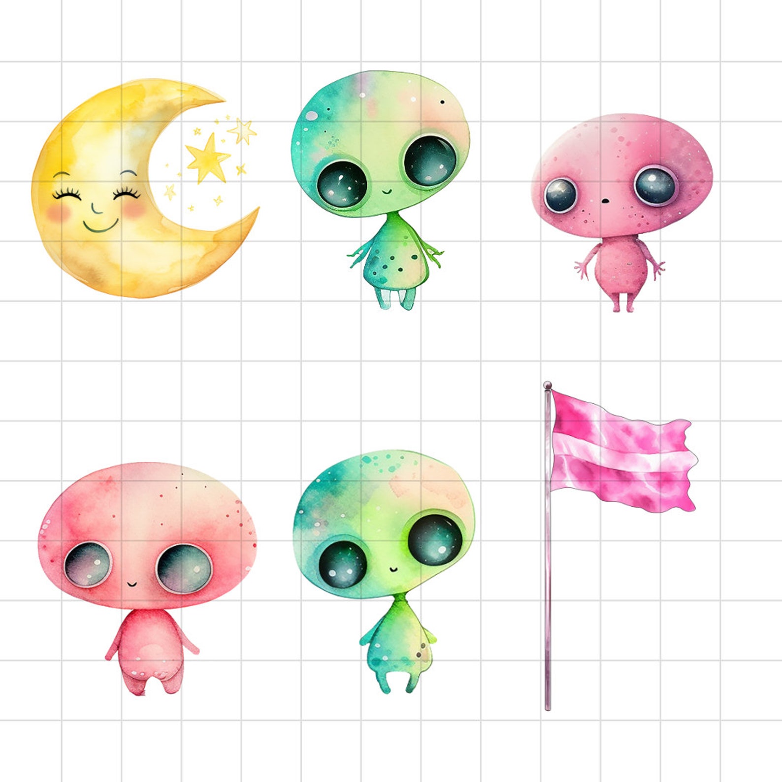 Cute Watercolor Space Clipart Nursery Decor Adorable Astronaut - Etsy