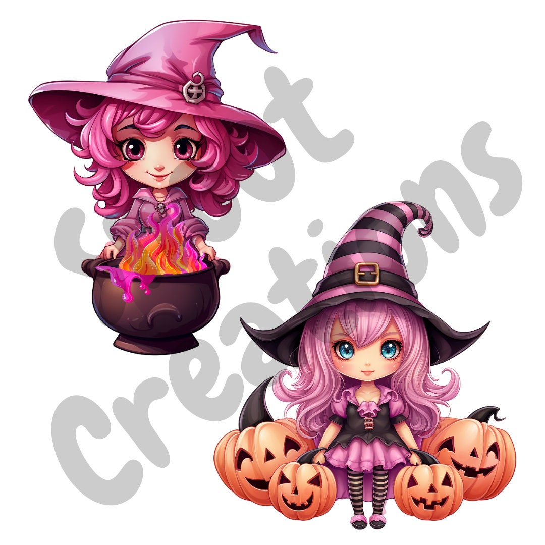 Halloween Clipart Pink Pumpkins Halloween Flower Spooky Clipart Witches ...