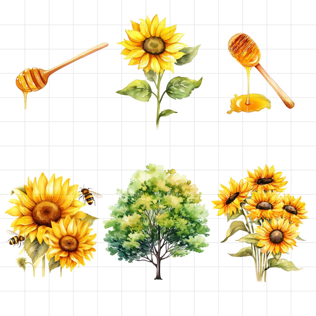 Cute Watercolor Bees Bears Honey Clipart Nursery Decor Honey Bee Png ...