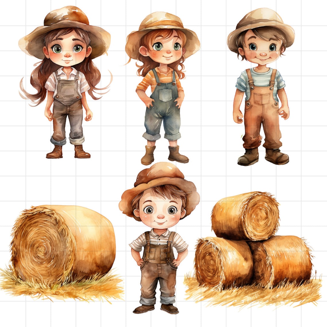 Cute Farm Clipart Farm Animals Watercolor Digital Clipart Nursery Decor ...