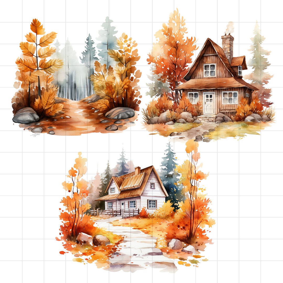 Cute Watercolor Autumn Animals Clipart Woodland Animal Clipart - Etsy