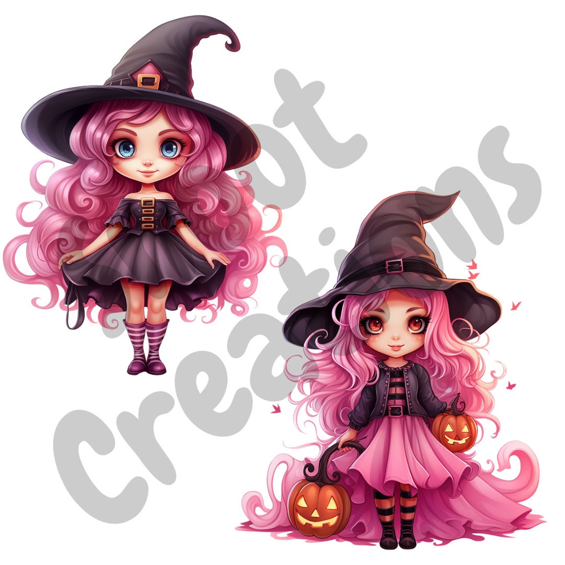 Halloween Clipart Pink Pumpkins Halloween Flower Spooky Clipart Witches ...