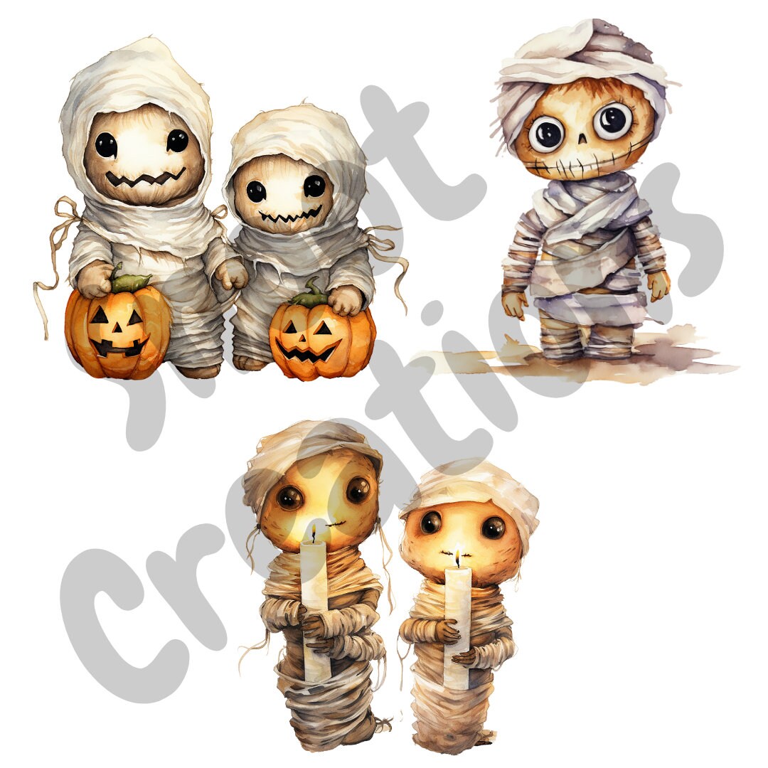 Enchanting Watercolor Halloween Mummy Clipart Spooky Playful ...