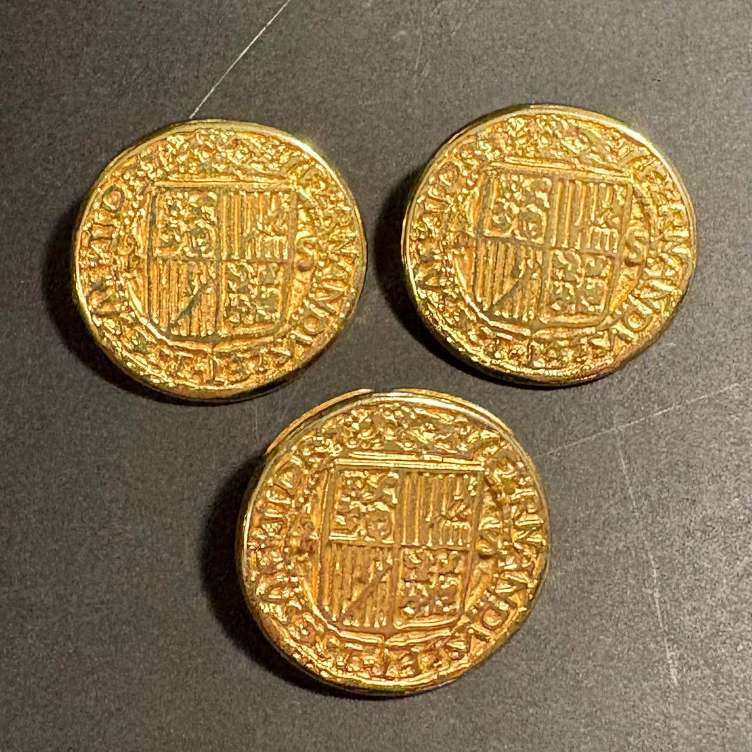 Vintage Yves Saint Laurent Gold Buttons – Embossed Coin Design, Set of ...