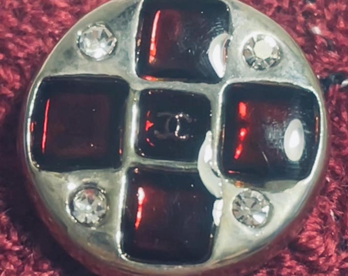 Vintage Chanel Button, Silver Dark Red, CC Mark, Rare, Authentic - Etsy