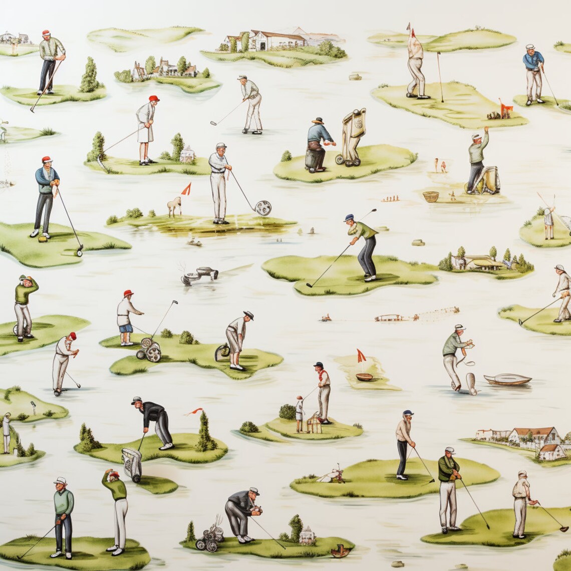 Vintage Golfer Pattern | Digital Download Golf Art - Etsy