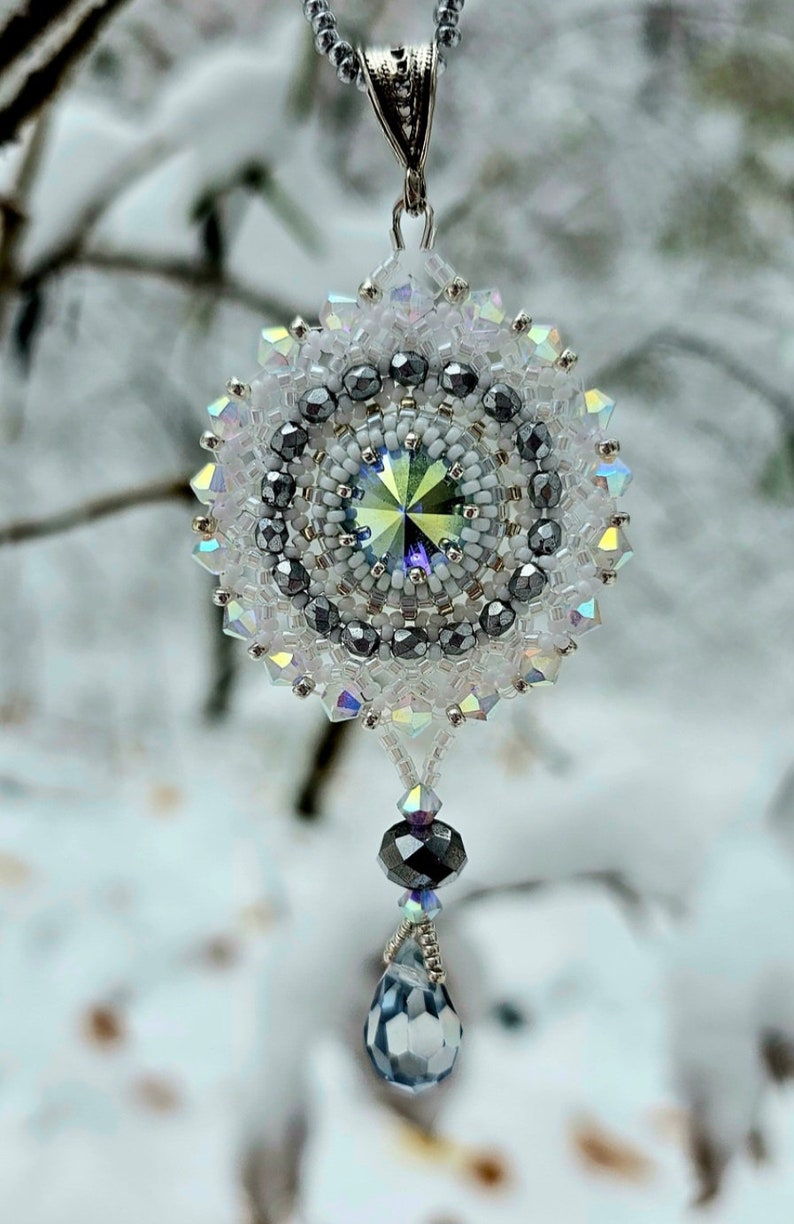 Beading Tutorial White Galaxy Pendant PDF Tutorial,beading Pattern,beading Tutorial,necklace ...