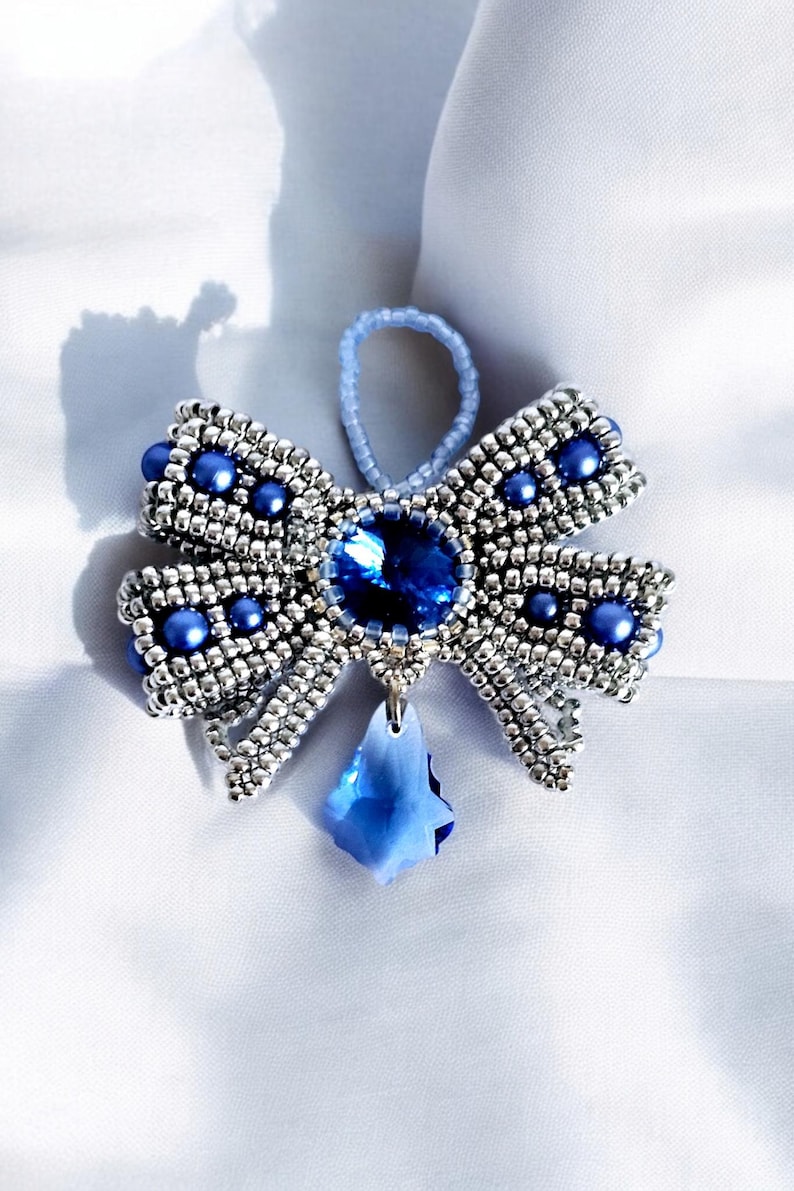Beaded Christmas Bow Ornament Tutorial: Peyote, Herringbone Stitch (PDF ...