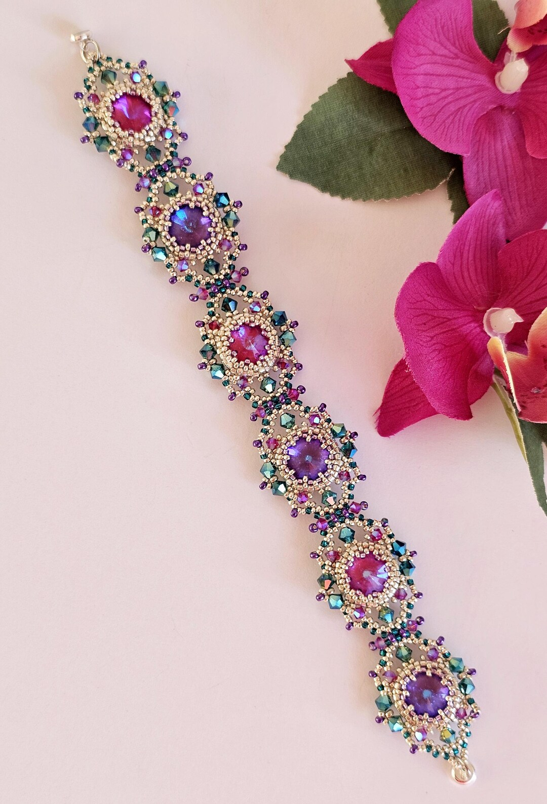 Jolie Bracelet - Beading Tutorial, Beading Pattern, Bracelet Tutorial, Bracelet Pattern,pdf ...