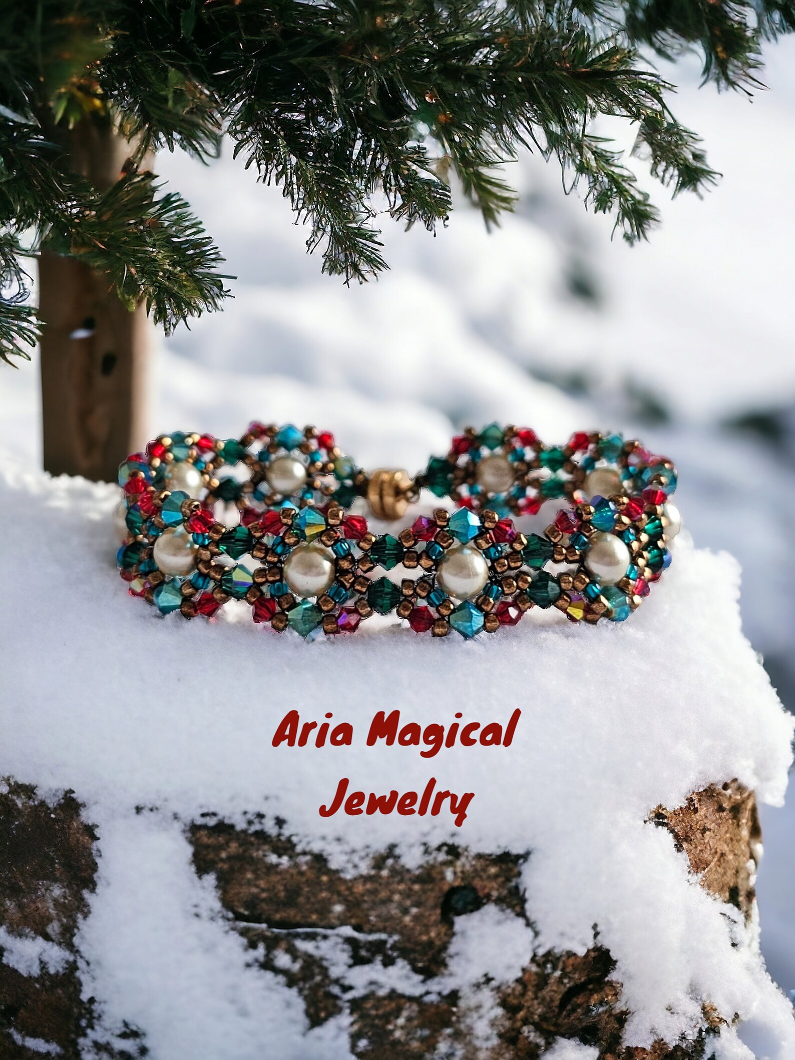 Beading Tutorial-christmas Set Bracelet and Earrings,beading Pattern ...