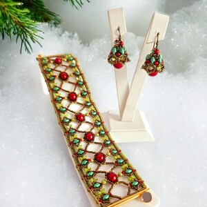 Beading Tutorial - Beautifull Christmas Bracelet and Earrings, Beading ...
