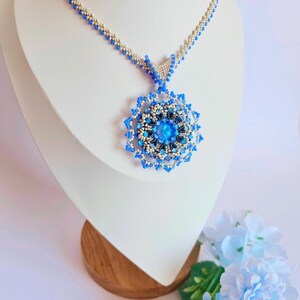 Blue Sun Necklace Beading Tutorial – Peyote & Herringbone (PDF Pattern ...