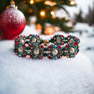 Beading Tutorial-christmas Set Bracelet and Earrings,beading Pattern ...