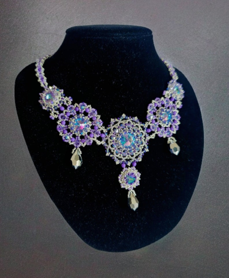 Handmade Beaded Necklace: Victorian Style Czech Crystals Statement ...