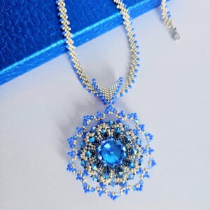 Blue Sun Necklace Beading Tutorial – Peyote & Herringbone (PDF Pattern ...