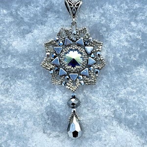 Ice Flower Pendant Beading Tutorial: DIY Jewelry Pattern (PDF) - Etsy