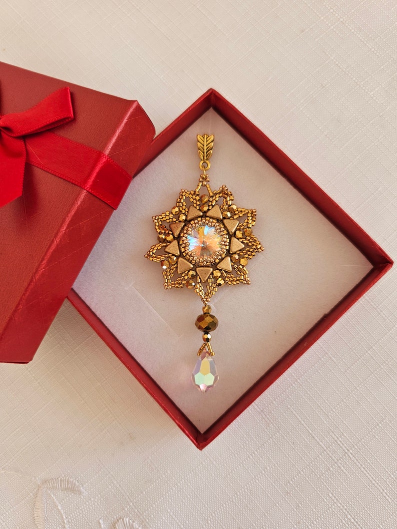 Ice Flower Pendant Beading Tutorial: DIY Jewelry Pattern (PDF) - Etsy