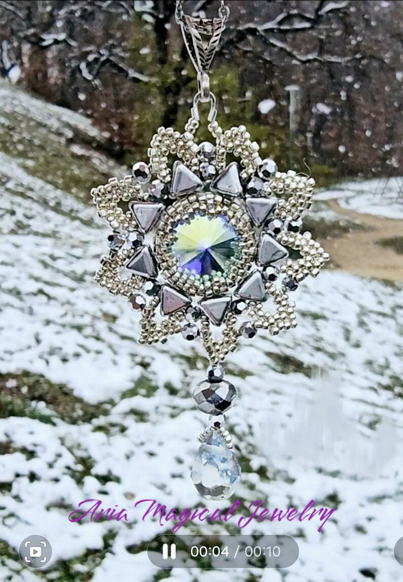 Ice Flower Pendant Beading Tutorial: DIY Jewelry Pattern (PDF) - Etsy
