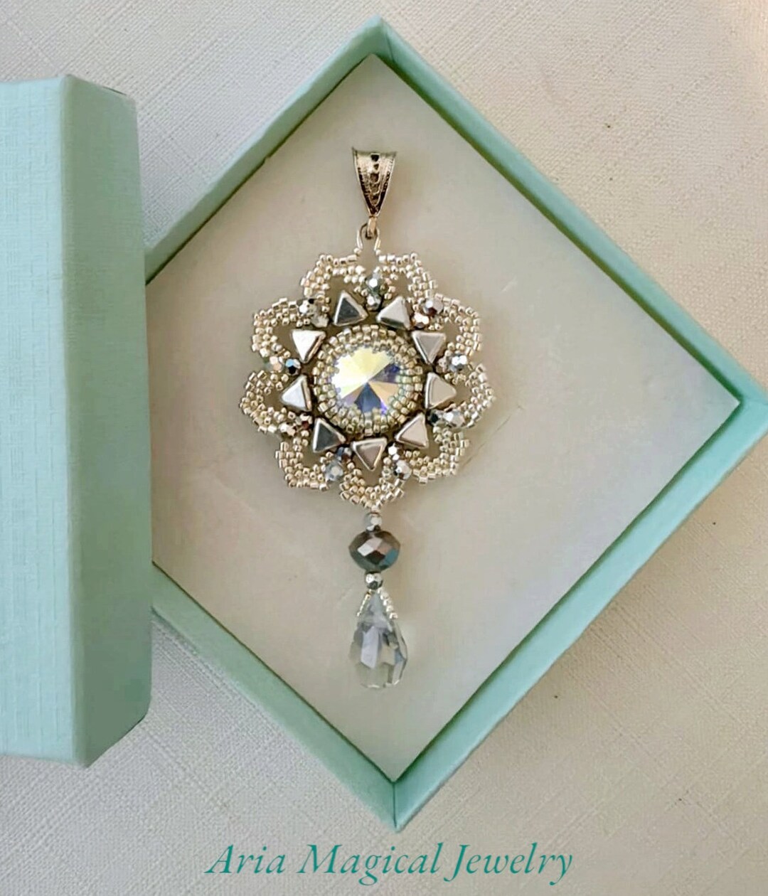 Ice Flower Pendant Beading Tutorial: DIY Jewelry Pattern (PDF) - Etsy