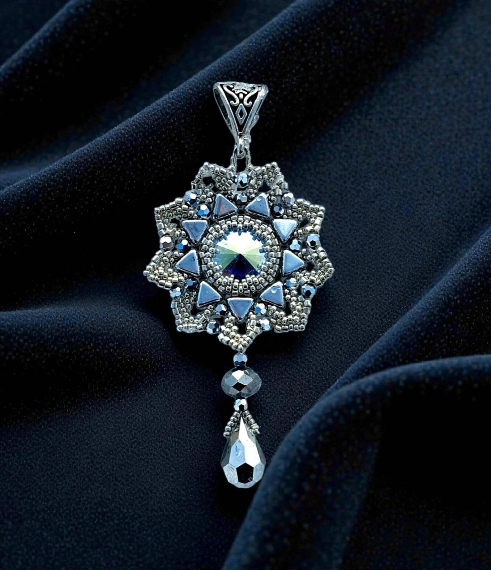 Ice Flower Pendant Beading Tutorial: DIY Jewelry Pattern (PDF) - Etsy
