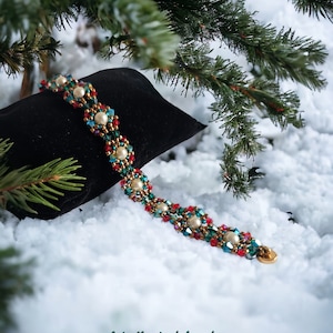 Beading Tutorial-christmas Set Bracelet and Earrings,beading Pattern ...