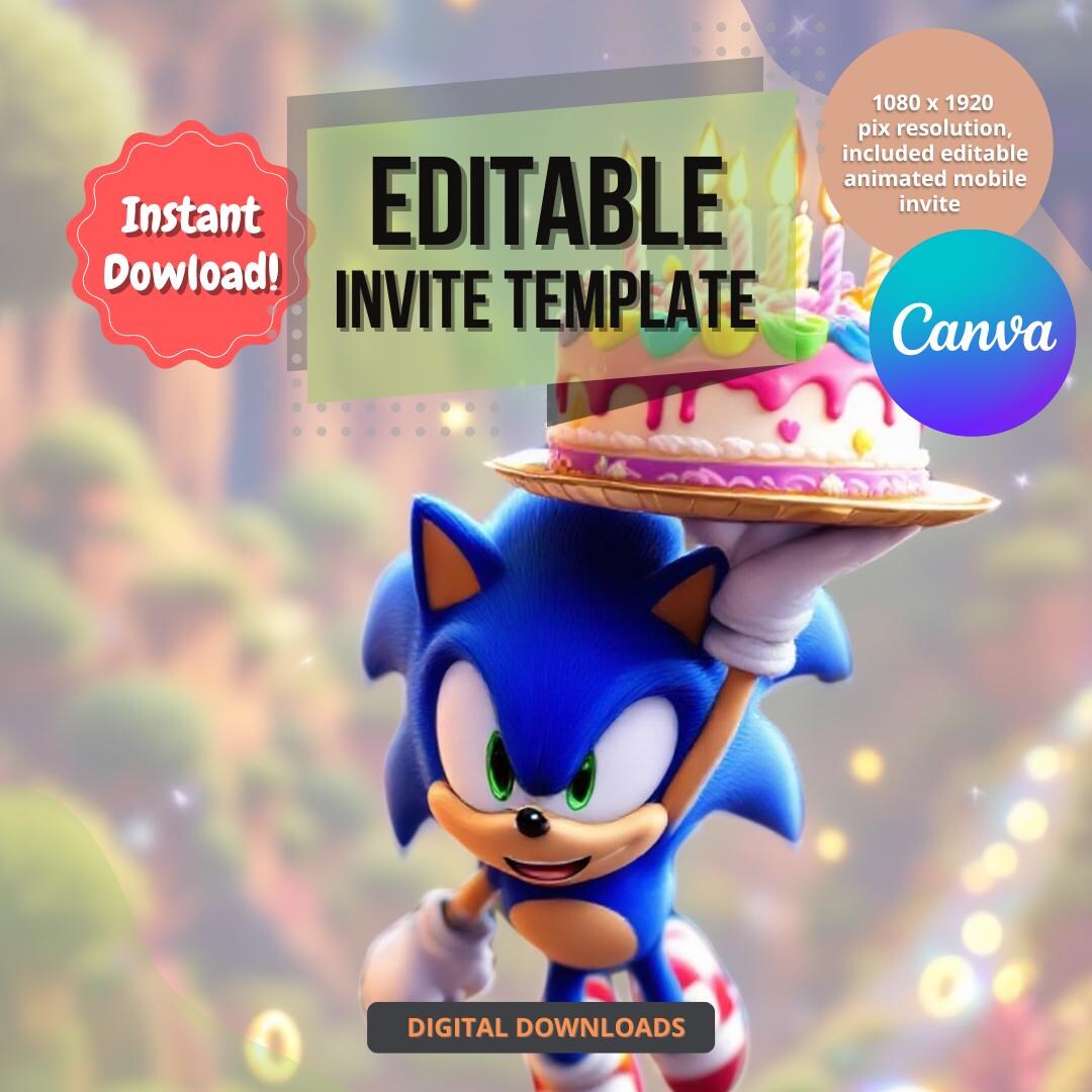 Editable Sonic-themed Birthday Invitation, Party Invite – Printable ...