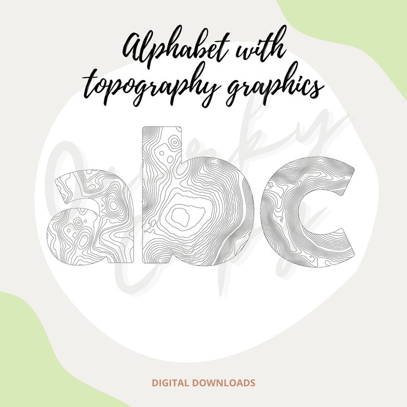 Topographic Alphabet PNG: Printable Line Art Letters (digital Download ...