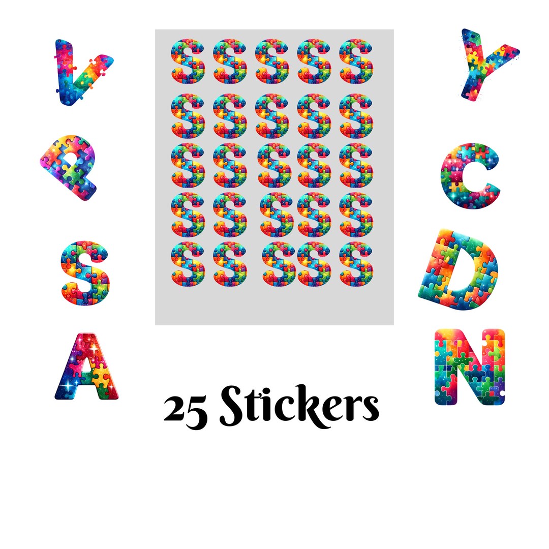 Autism Initial Stickers. Alphabet Stickers - Etsy
