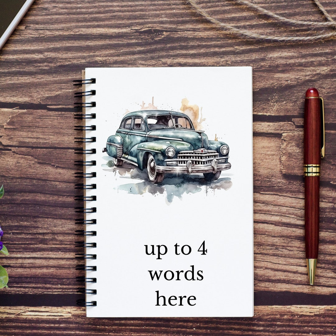 Personalised Note Book Lined Paper Writing Book .vintage Car. Gift ...