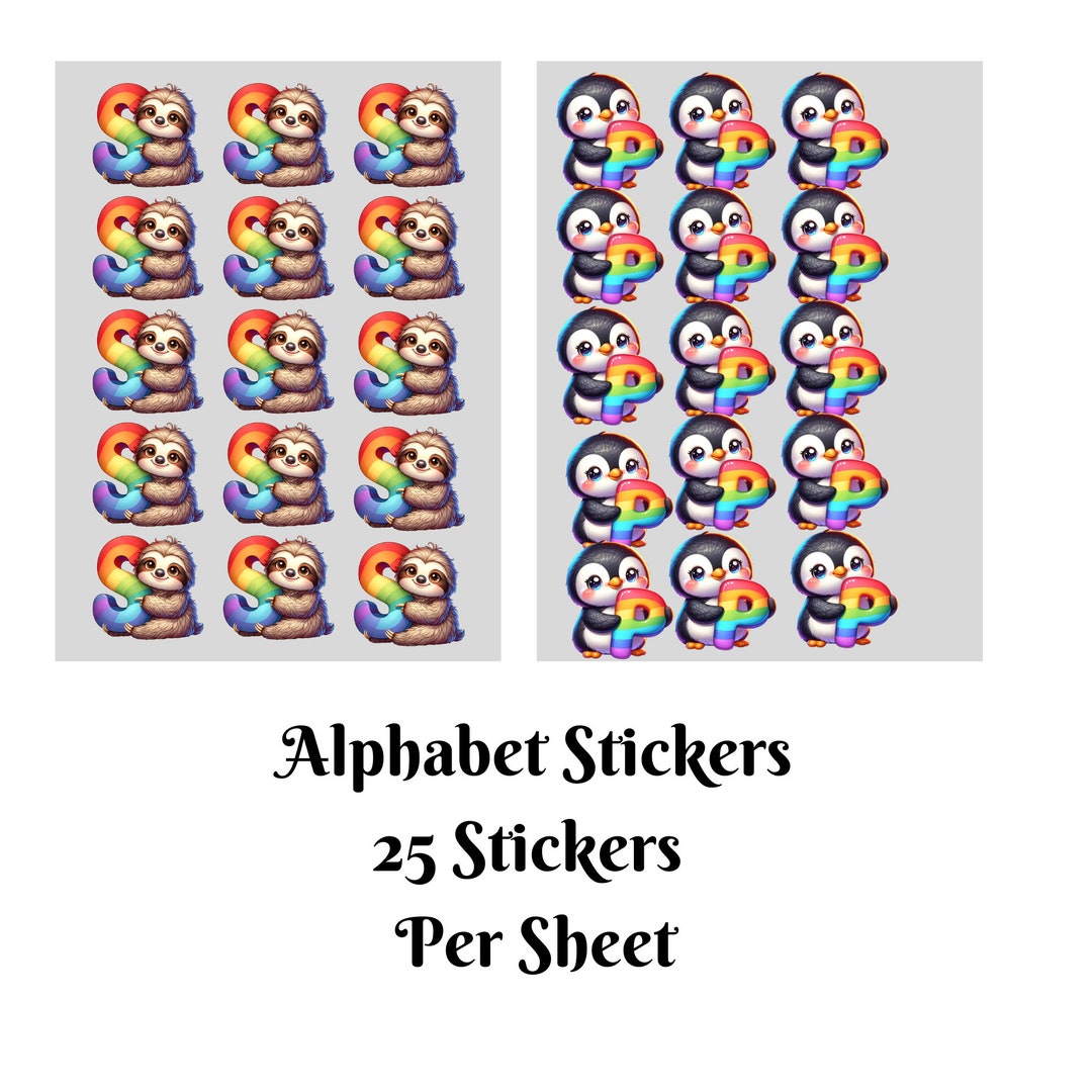 Animal Alphabet Stickers. Letter Stickers X 25, Self Adhesive. Children ...