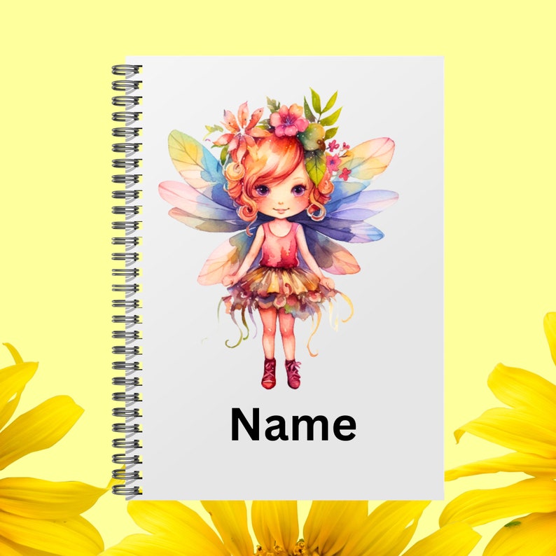 Personalised Note Book Lined Paper Writing Book. Fairy and Flowers ...