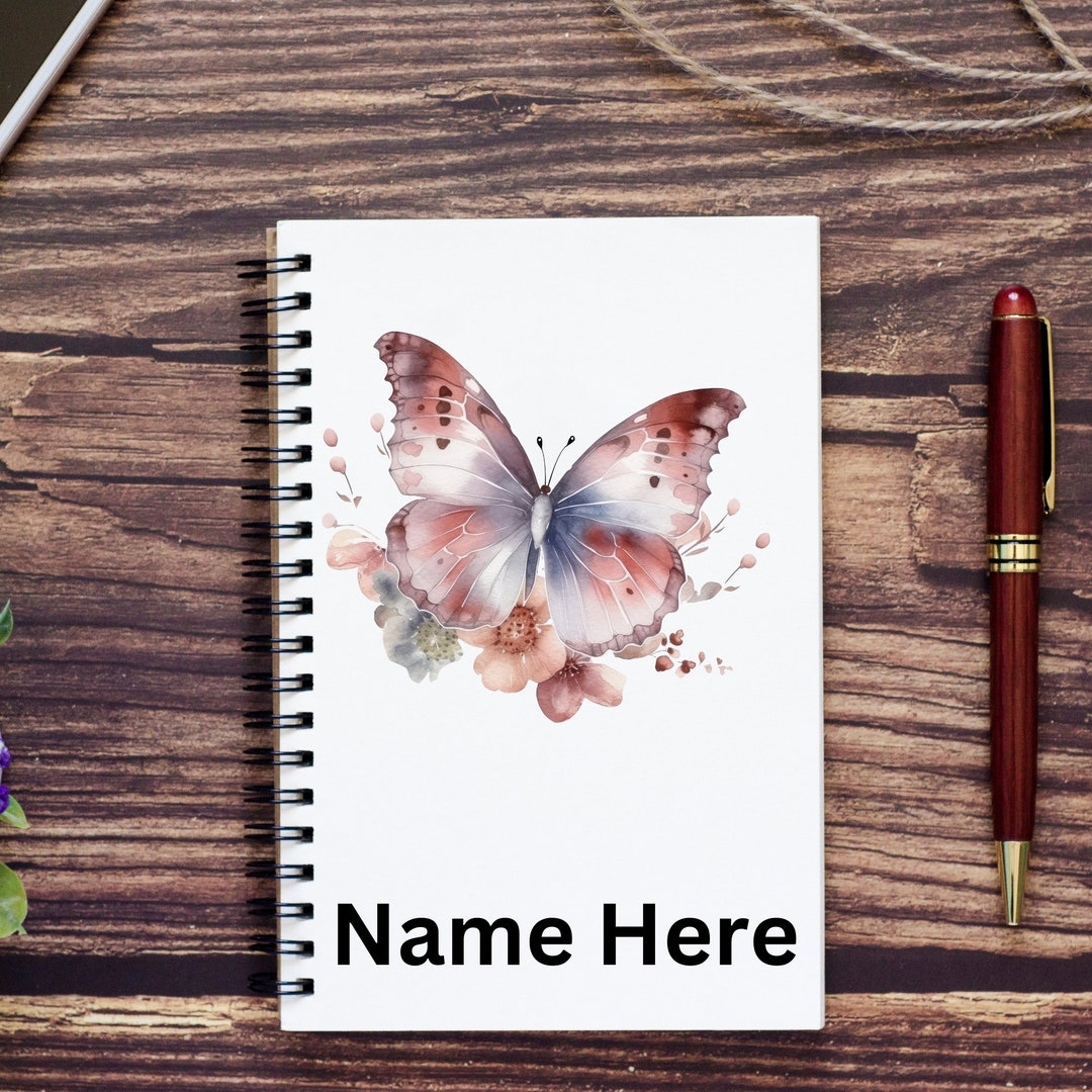 Personalised Note Book Lined Paper Writing Book. Butterfly Watercolour ...