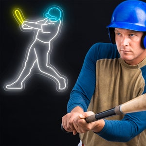 Baseball Neon Sign, Custom Neon Baseball Decor, Baseball Player ...