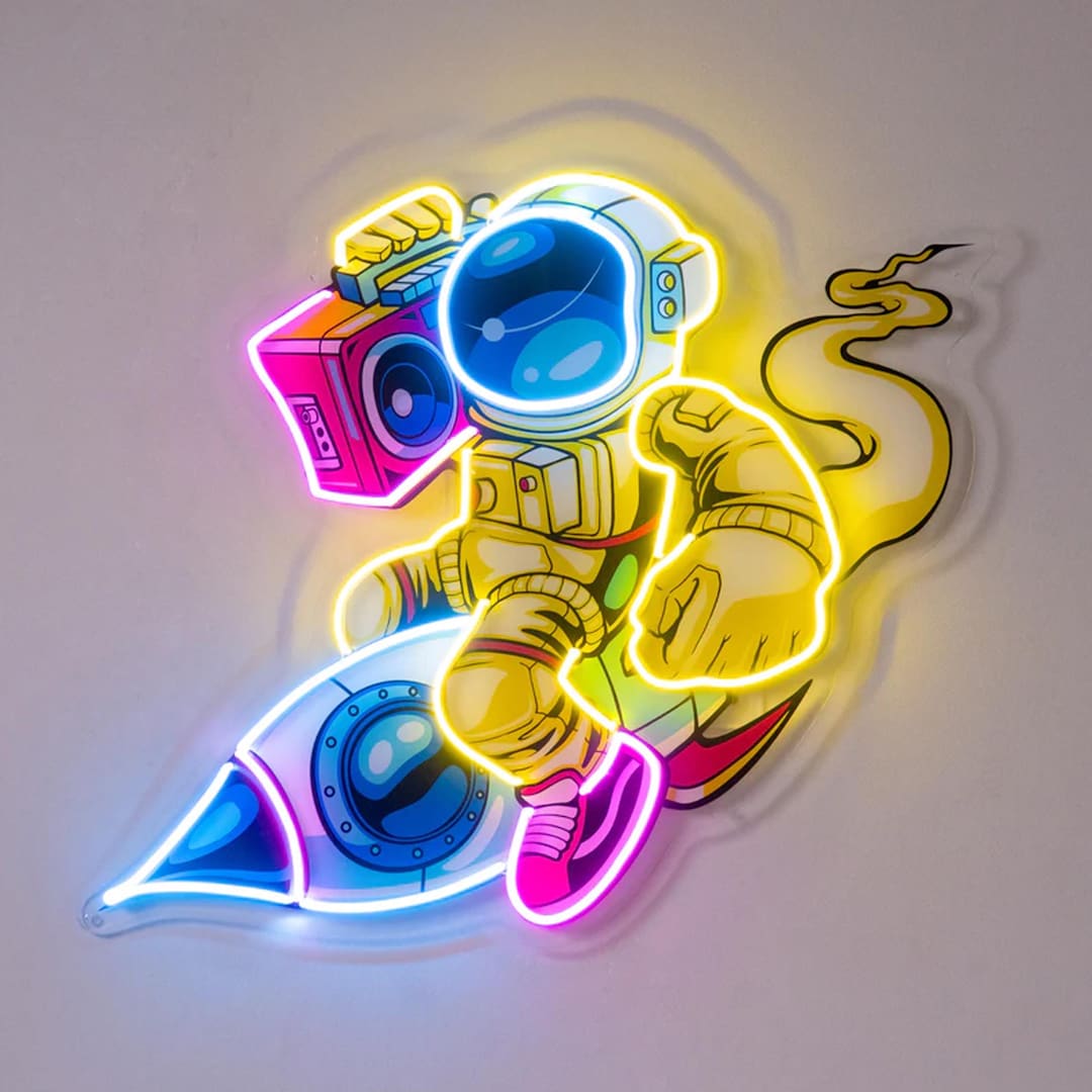 Rocket Astronaut Neon Sign, Astronaut Led Sign, Spaceman Sign, Custom ...
