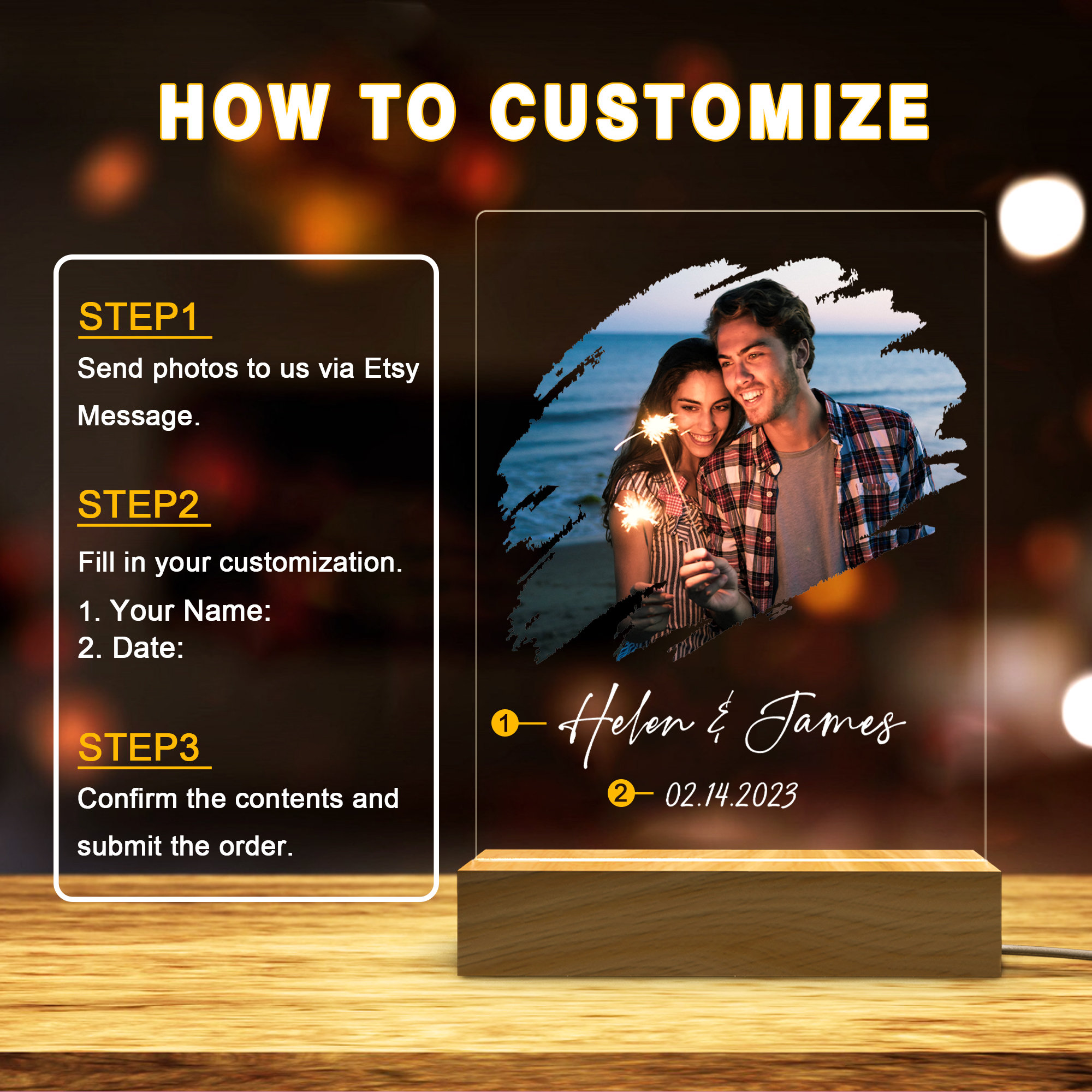 Custom Photo Plaque, Photo Night Light, Personalized Photo Frame ...
